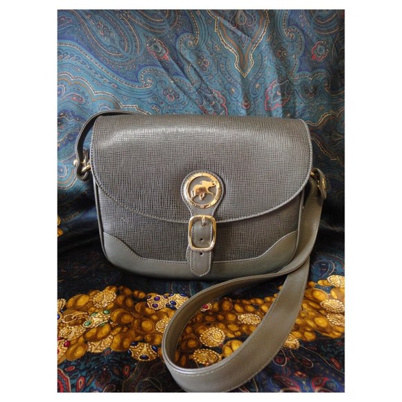 Vintage | Bags | Vintage Hunting World Khaki Genuine Leather Shoulder ...